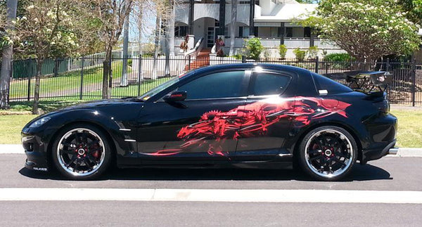 tribal dragons mazda decals, dragons graphics on rx8, auto decals ...