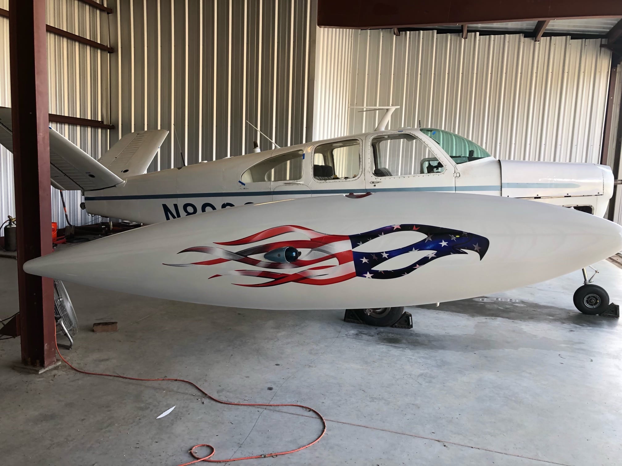 American flag eagle flames vinyl decals on customers plane - Xtreme ...