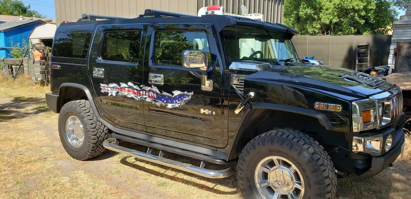 American flag tear vinyl graphics on Hummer | xtreme digital graphix ...