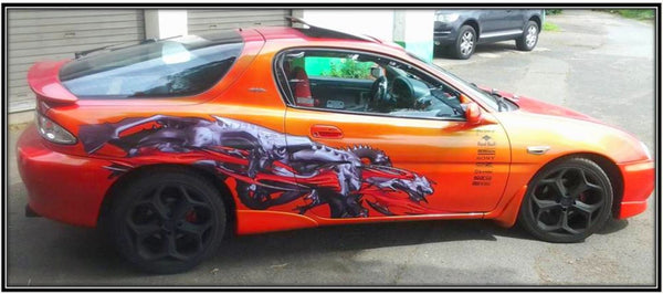 Tribal dragons decals on car, auto dragon graphics - Xtreme Digital GraphiX