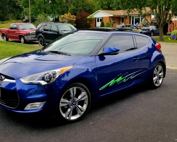 Green splash vinyl graphics on hatchback | xtreme digital graphix ...
