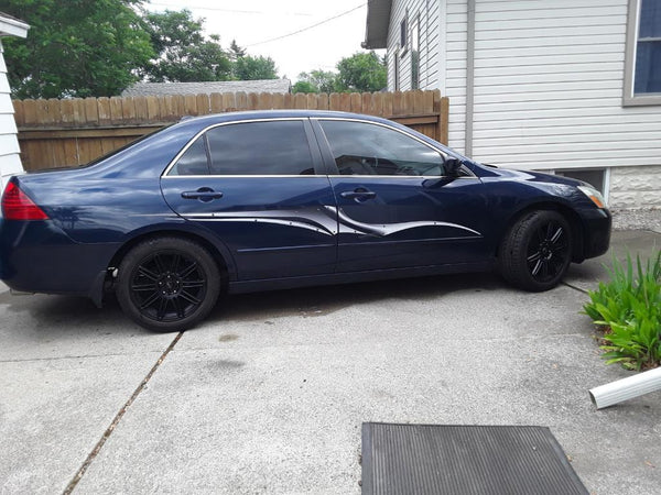 Blade silver vinyl graphic stripe on blue car | xtreme digital graphix ...