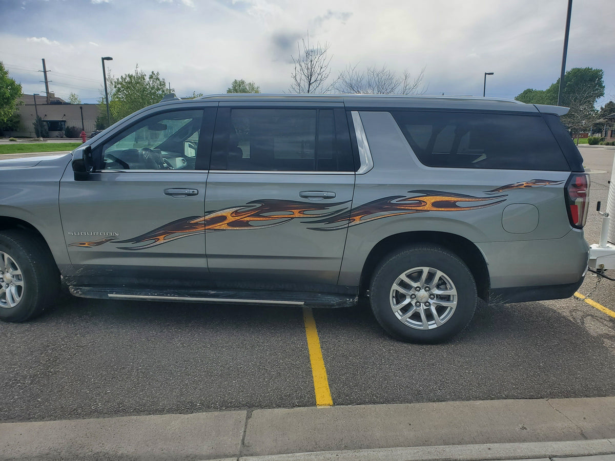 Bold Tribal Chains Decals on Grey Chevy Suburban | Xtreme Digital ...