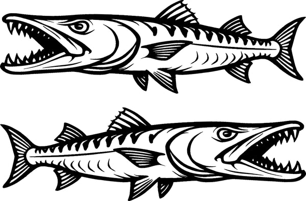 Barracuda Die-Cut Vinyl Decal Pair | Oracal 651 Boat Graphics - Xtreme ...