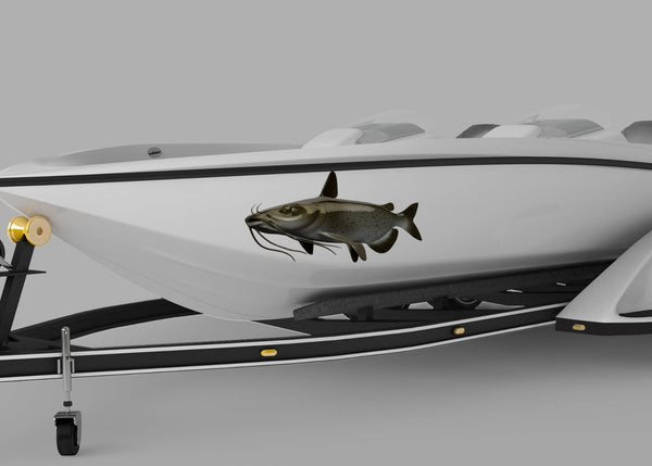 Catfish Boat Vinyl Decal | Realistic Angled Side-View Fishing Graphic ...