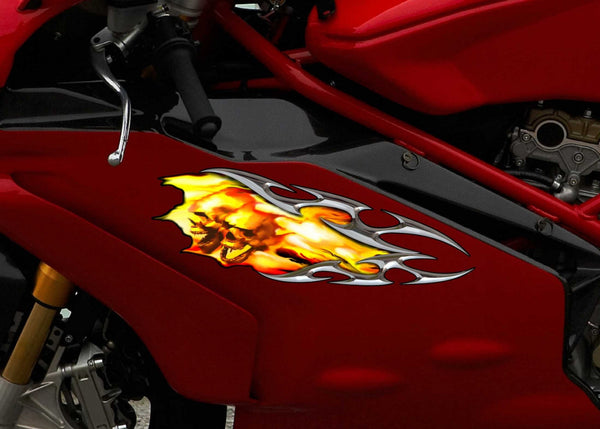 Tribal Fiery Skulls Motorcycle Decals| Motorbike vinyl graphics ...