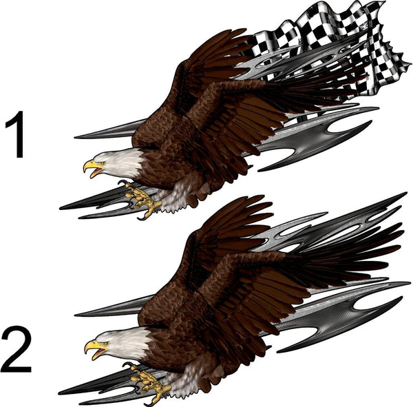 Tribal Bald Eagle Semi Truck Decals | Checkers & Carbon Fiber Graphics ...