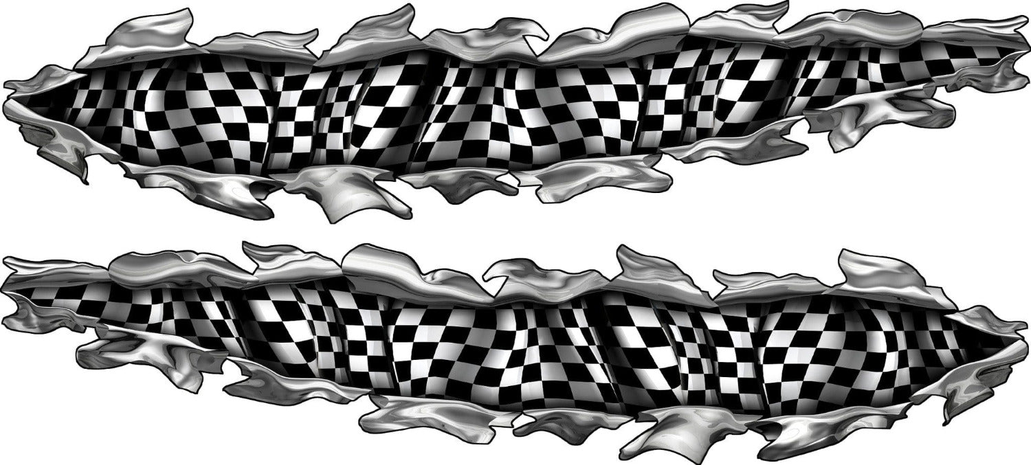 Checkered Flag Tear Car Vinyl Racing Decals | Xtreme Digital GraphiX