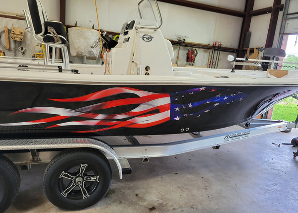 American flag eagle Vinyl Boat Graphic Decal | Xtreme Digital GraphiX